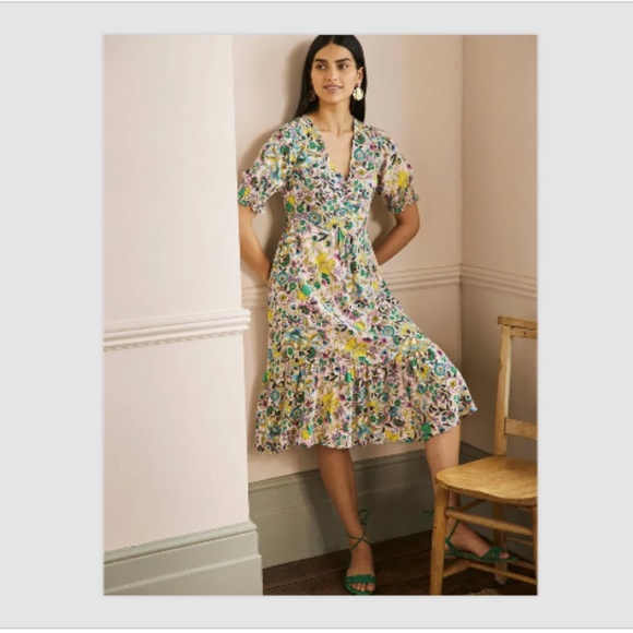 Boden | Dresses | Boden Vneck Easy Tea Tropic Meadow Lemon Lime Floral ...